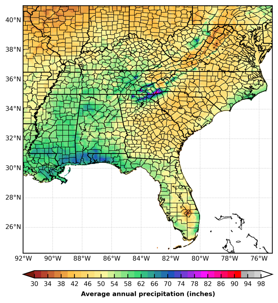 PRISM Precipitation Maps for the Southeast – SERCC